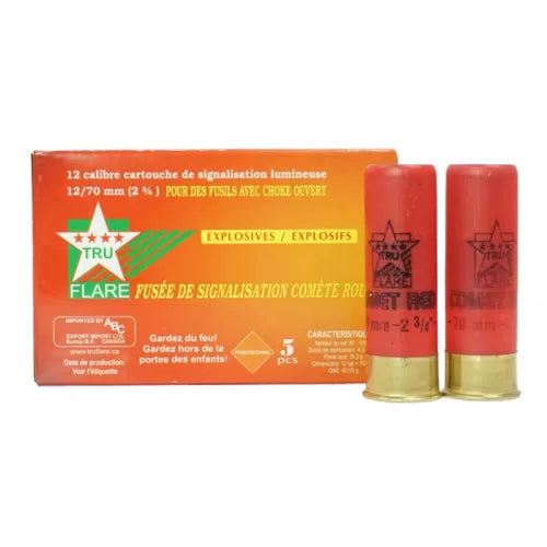 Tru Flare 12 Gauge Comet Flares, Red, Box of 5 – Bison 1879